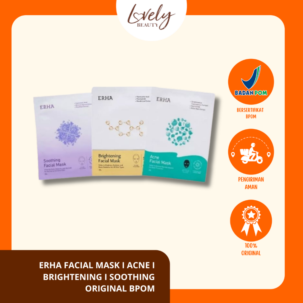 Jual ERHA FACIAL MASK I ACNE I BRIGHTENING I SOOTHING ORIGINAL BPOM ...