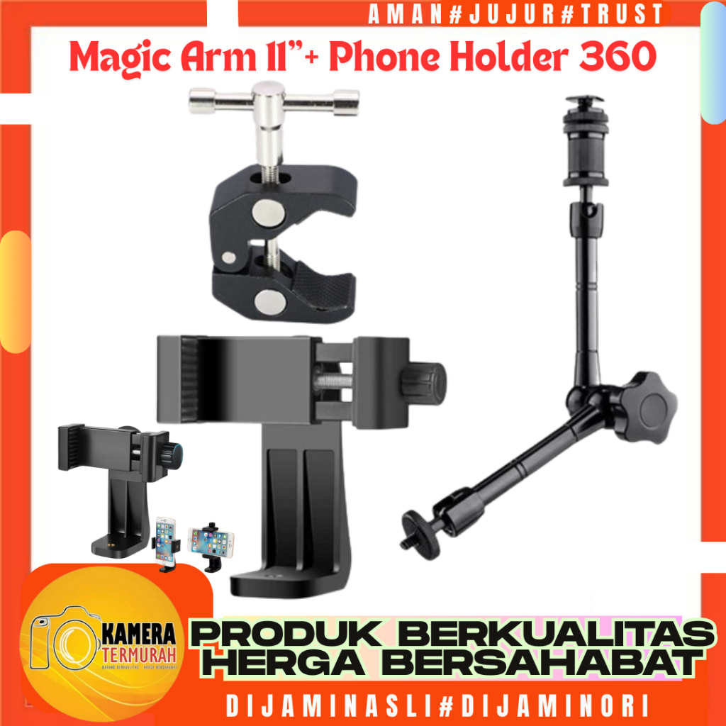 Jual Magic Arm 11" with Mini Ballhead + Tripod Mount Smartphone Holder ...