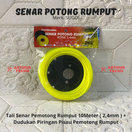 Jual Tali Senar Nylon Pemotong Rumput 10 Meter 2,4mm + Dudukan Piringan ...