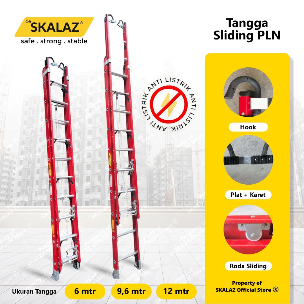 Jual Skalaz Tangga Sliding Fiberglass 9,6 mtr 32 Feet | Shopee Indonesia