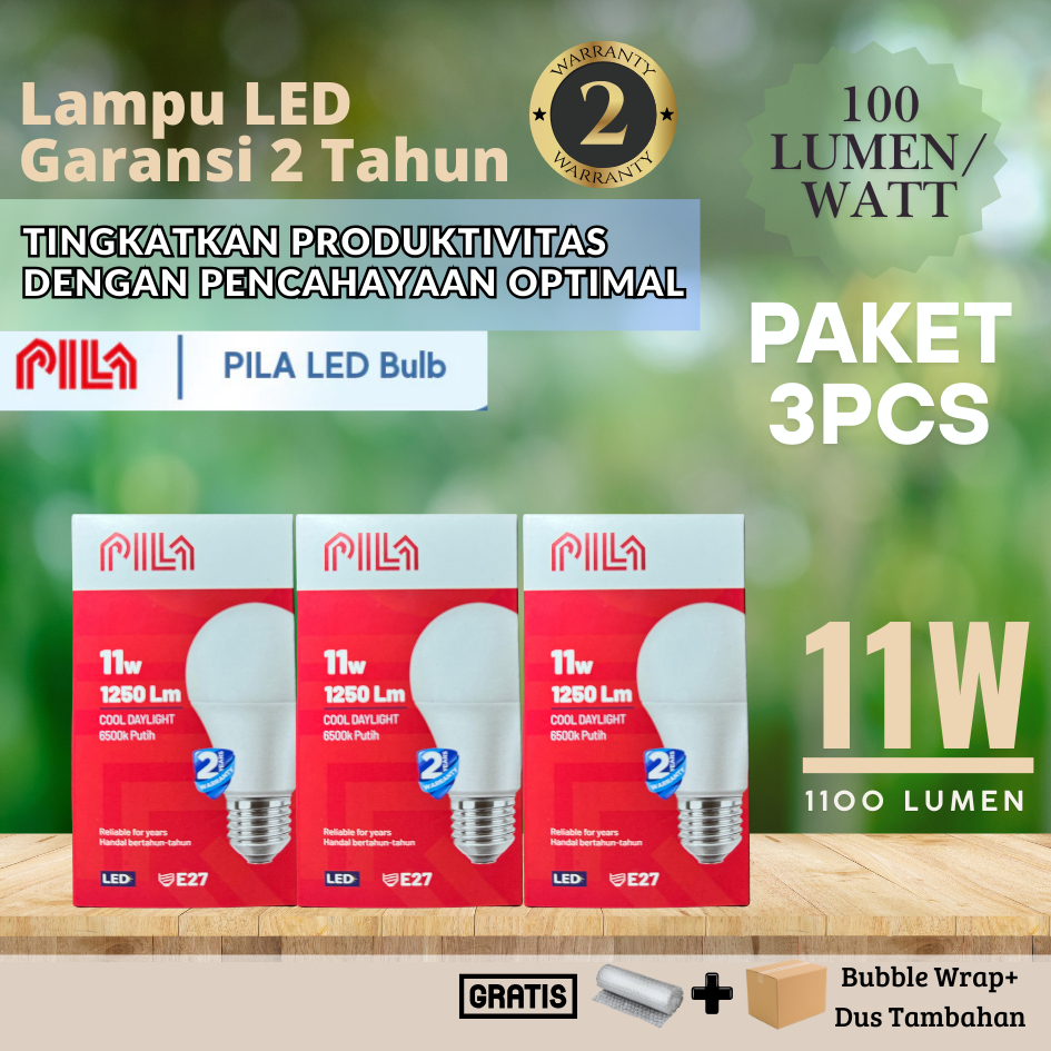 Jual PAKET 3PCS PILA LED Lampu Bohlam Bulb Cahaya Putih 7W 9W 11W 15W ...