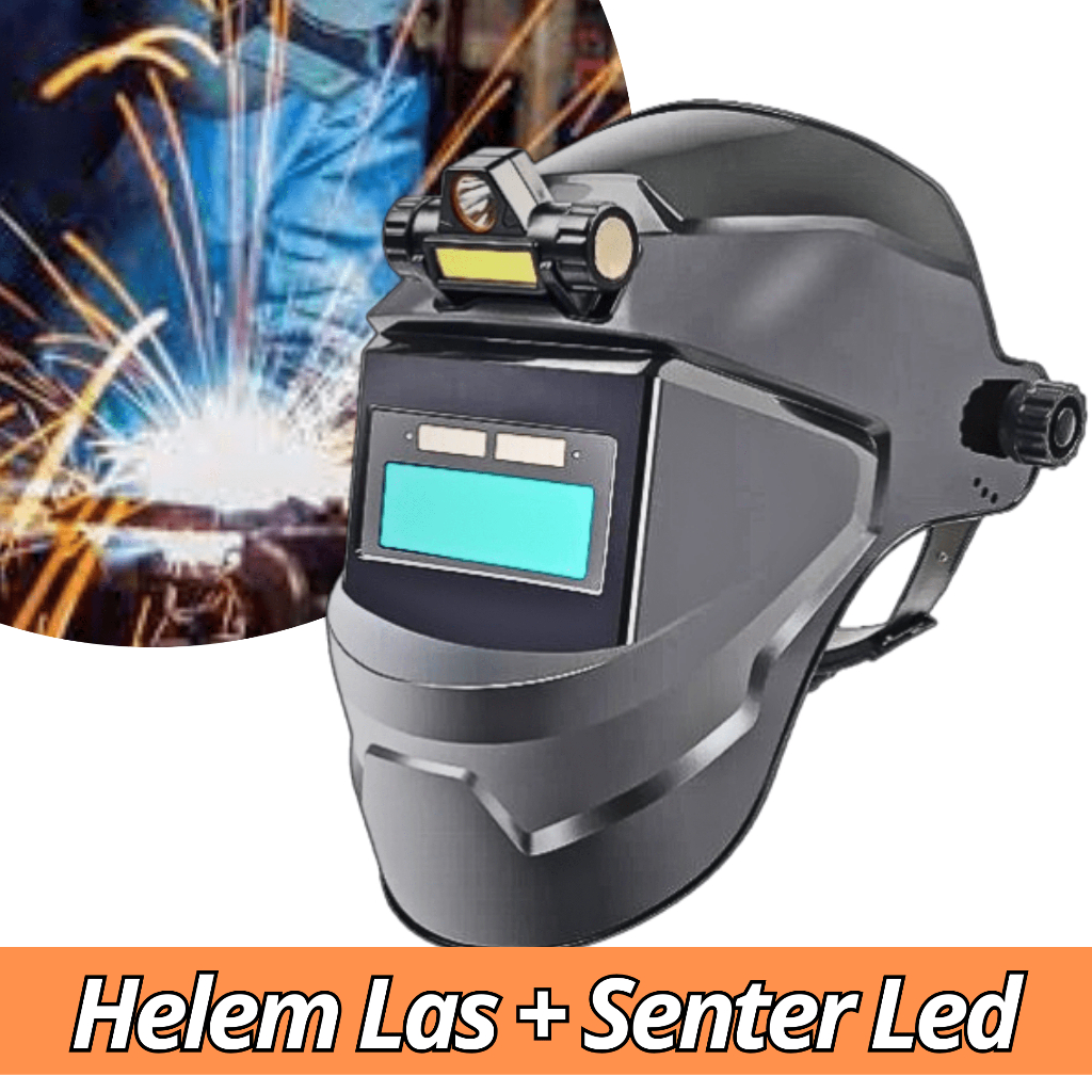 Jual Helm Las Otomatis Gelap Terang Dengan Senter LED Super Terang ...