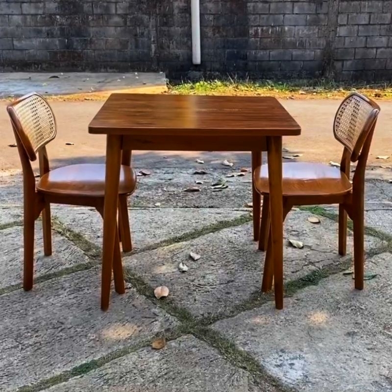 Jual SET MEJA KAFE ROTAN / set kursi makan kacang cafe terbaru kayu jati minimalis modern murah ...