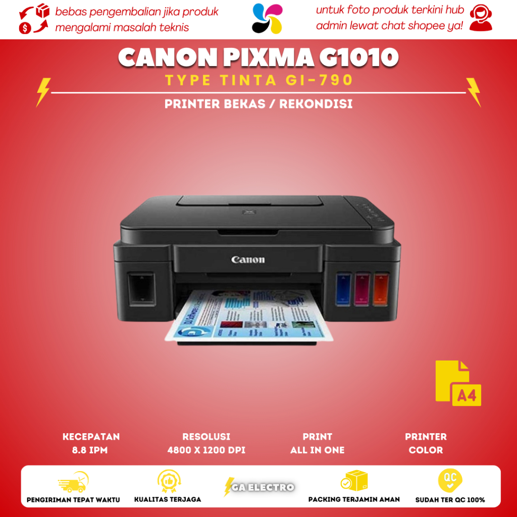 Jual printer foto inkjet Canon pixma g1010 bekas | Shopee Indonesia