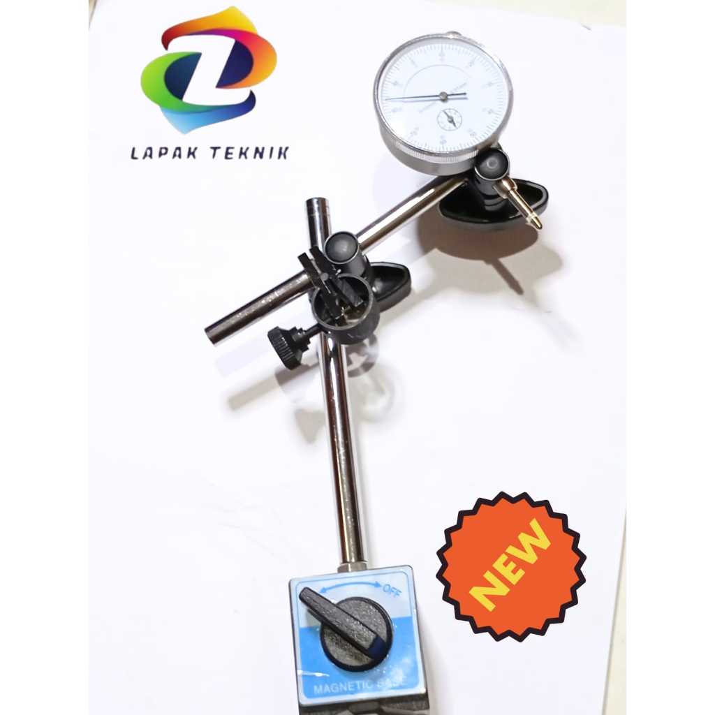 Jual PAKET Dial Indicator+ Magnetic Stand Base / Magnet Stand Dan Dial ...