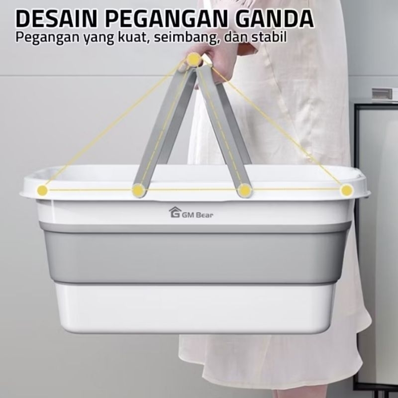 Jual Baskom Ember Plastik Lipat Dengan Roda Kapasitas 25 Liter/Portable ...