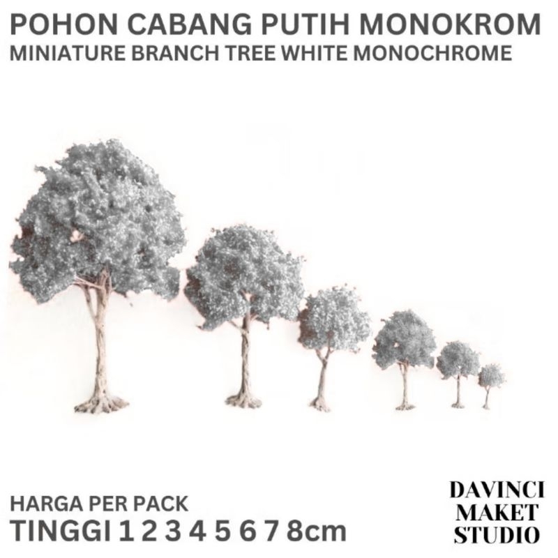 Jual (PtPACK) Miniatur Pohon Cabang Teduh Monokrom Putih Maket Diorama ...