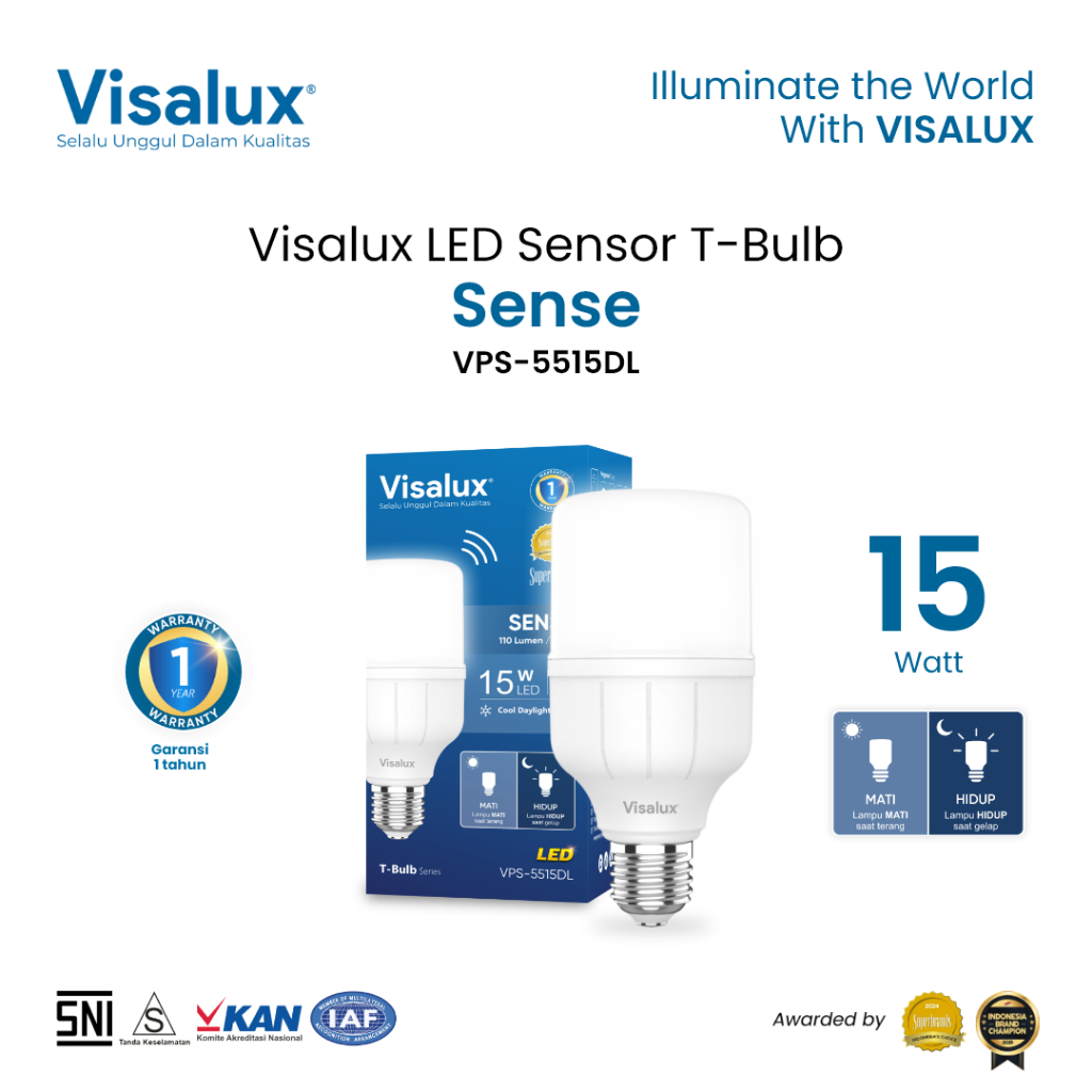 Jual Visalux Lampu LED T-Bulb Sense Sensor 6500K Daylight / Lampu ...