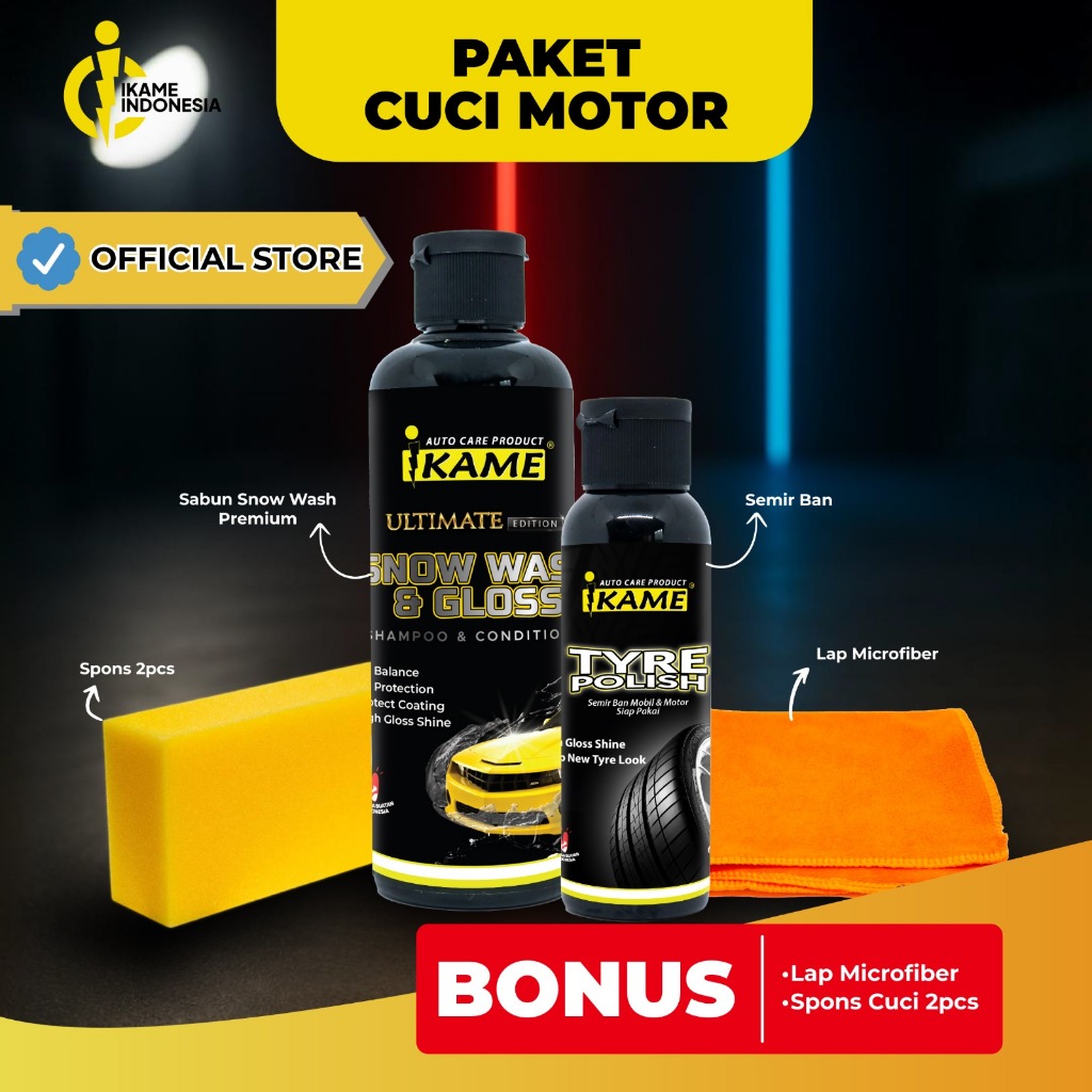 Jual PAKET CUCI MOTOR LENGKAP IKAME – Shampoo & Semir Ban, Plus Bonus Alat! | Shopee Indonesia