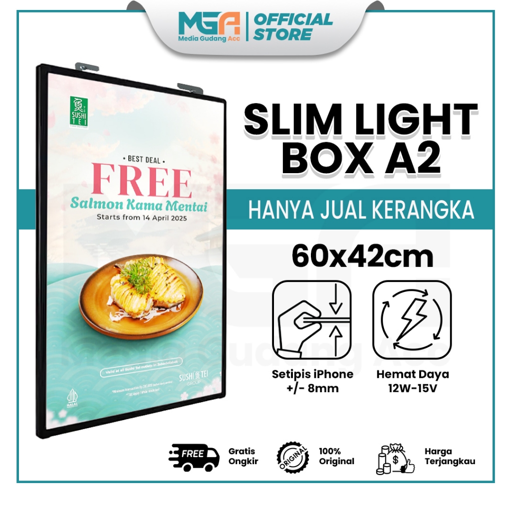 Jual SLIM LIGHT BOX A2 LED FRAME ADVERTISING PORTABLE - LED MENU POSTER ...