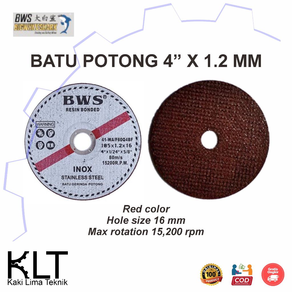 Jual batu potong gerinda red merah 4" x 1.2 mm stainless steel BWS CGW ...