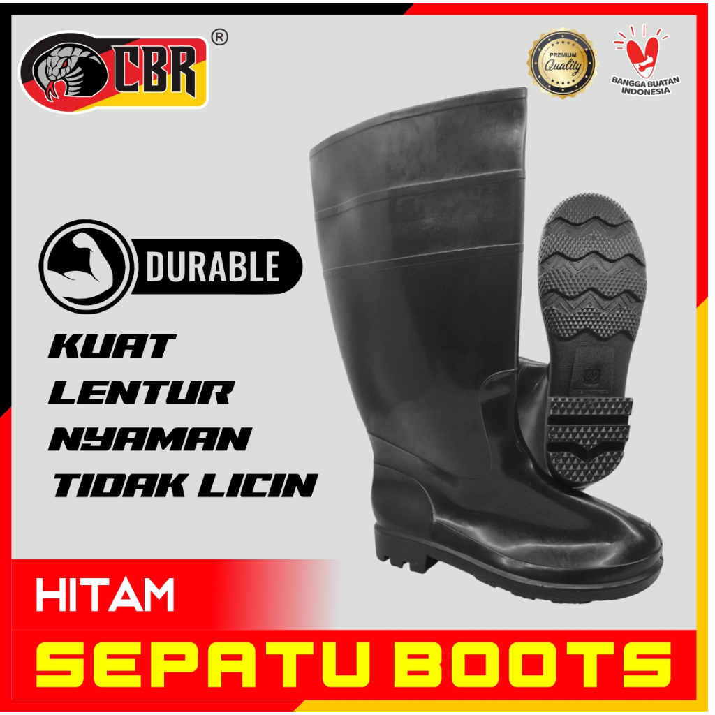 Jual CBR Sepatu Boots Hitam Karet Proyek | Sepatu Proyek | Sepatu Boot ...
