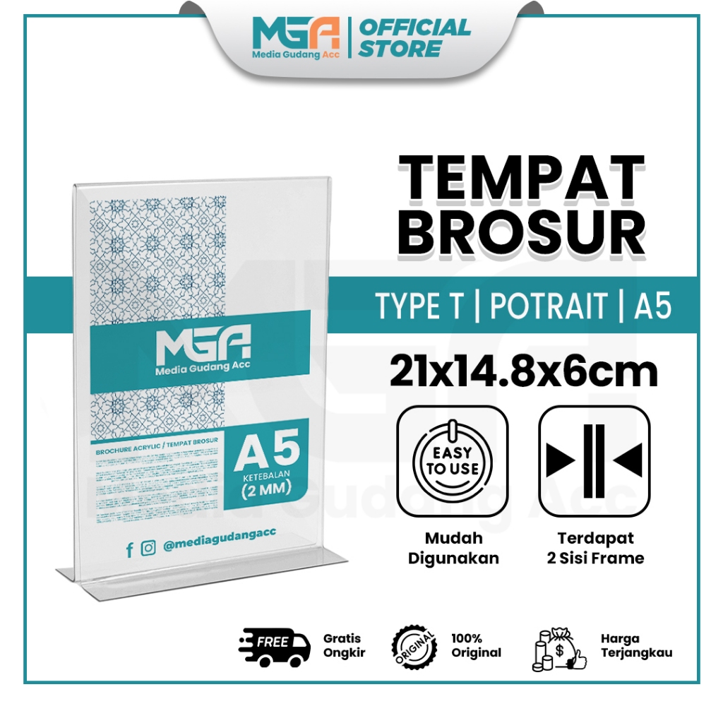 Jual Tempat Brosur A5 Potrait 2 Sisi Akrilik 2mm - Tent Holder / Tent ...