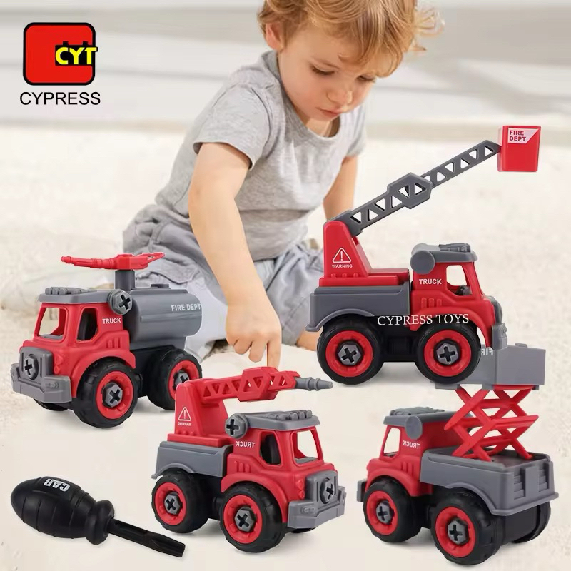 Jual DIY ASEEMBLY Mobil truck Seri Pemadam Mainan Anak Bongkar Pasang ...