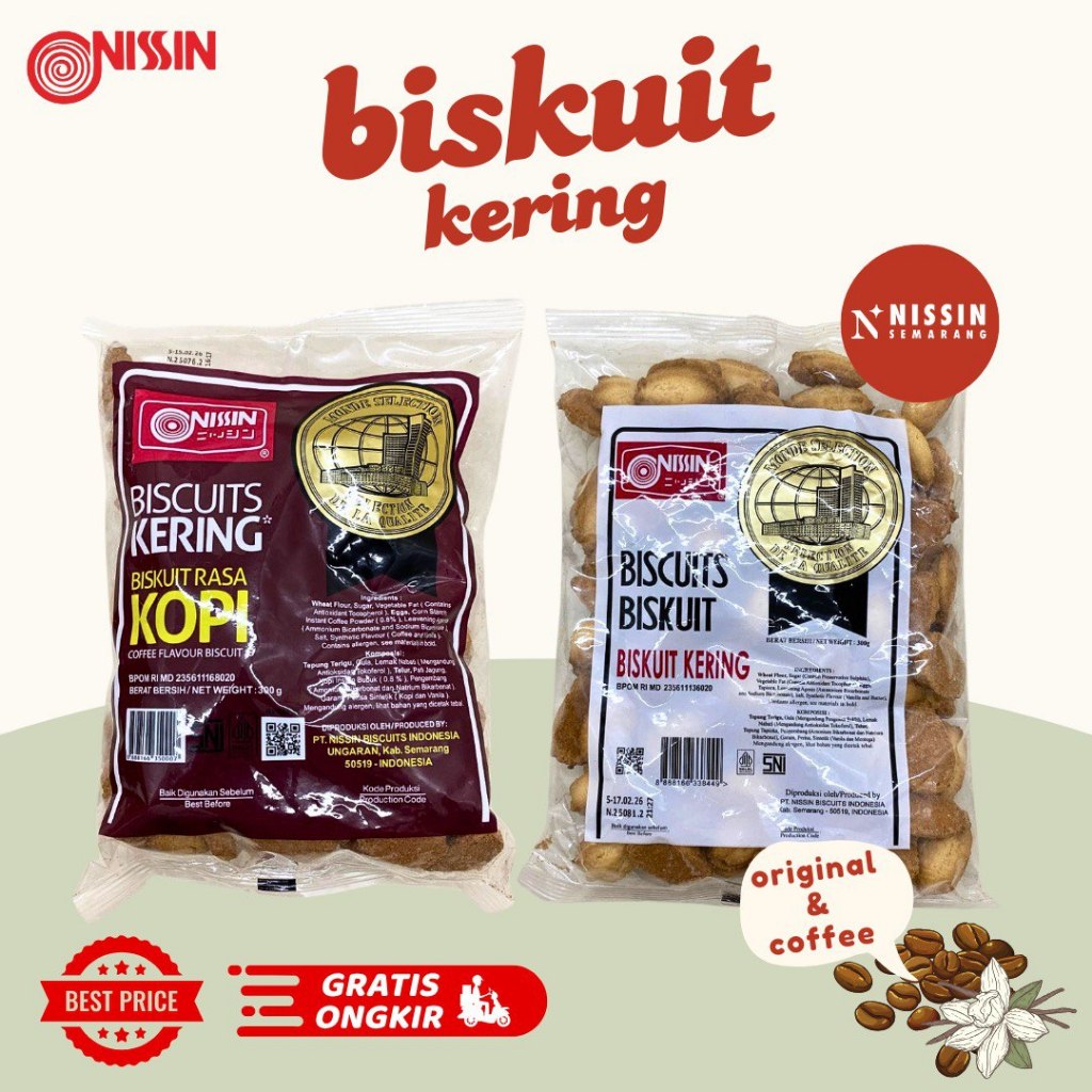 Jual Nissin Biskuit Kering Varian : Original Dan Kopi 300gr | Shopee ...