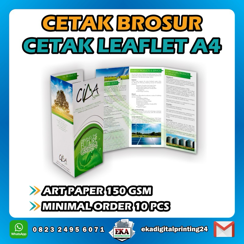 Jual Cetak Leaflet Tri-Fold 2 Sisi Cetak Brosur Lipat A4 Leaflet Brosur Pamflet Custom Cetak ...