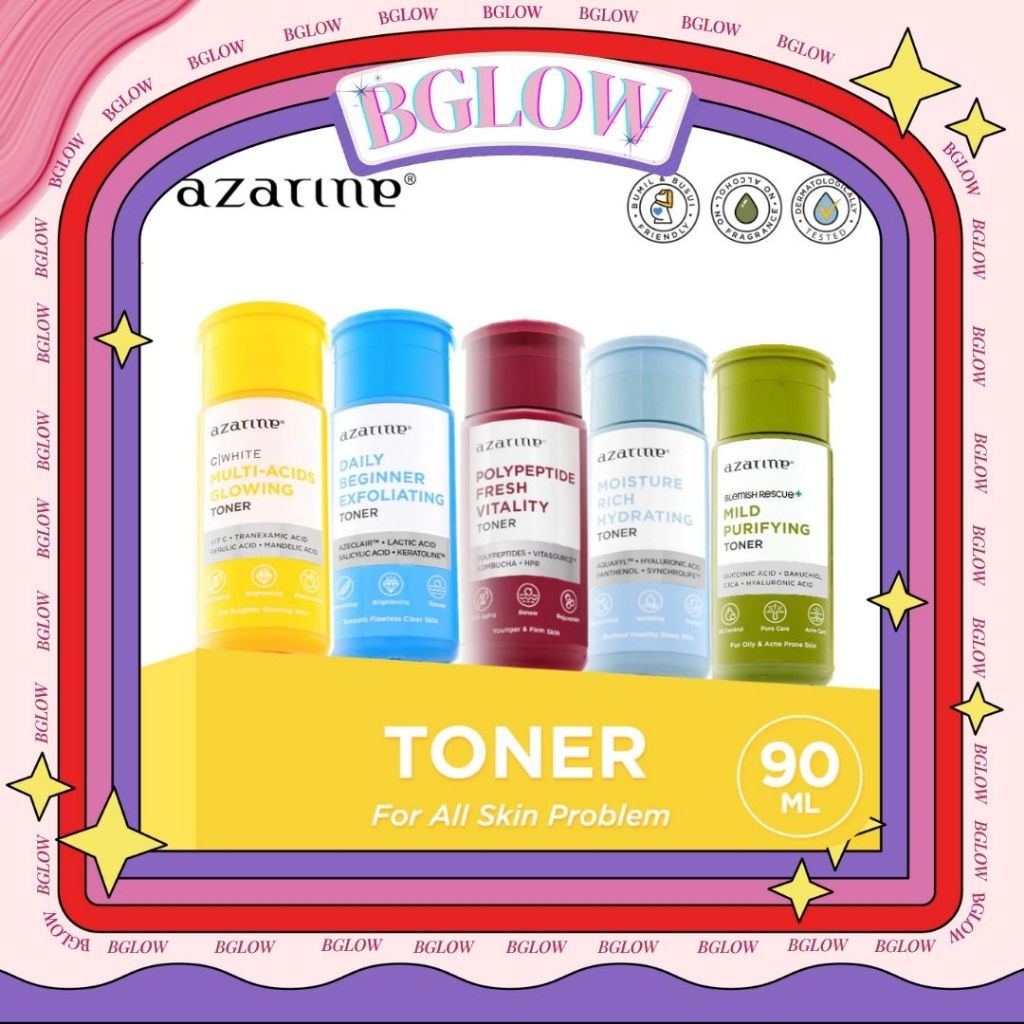 Jual AZARINE TONER 90 ml MULTI ACIDS GLOWING MILD PURIFYING MOISTURE ...