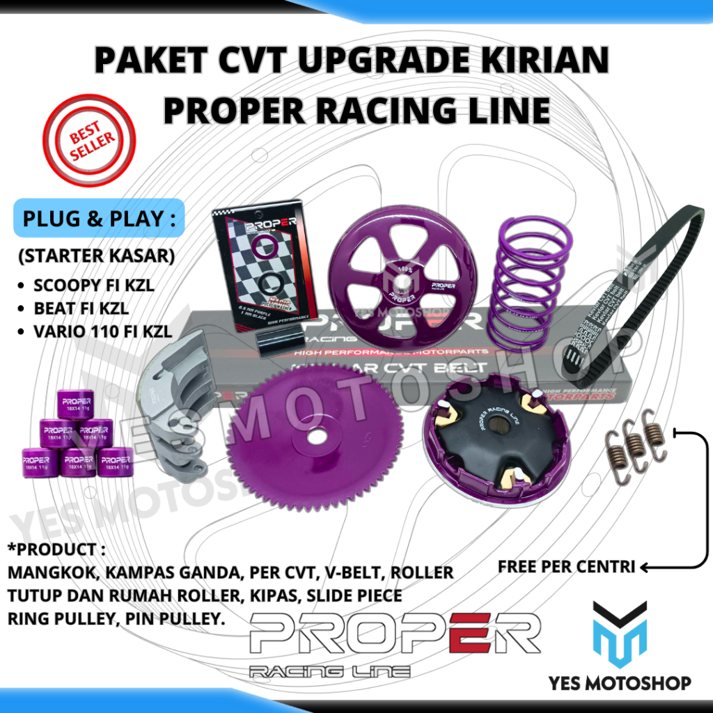 Jual PAKET UPGRADE CVT PROPER RACING LINE BEAT FI KZL SCOOPY FI KZL ...