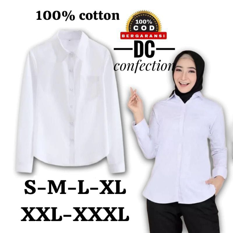 Jual PROMO⚡⚡⚡Kemeja Putih Wanita - Kemeja Kerja Wanita - Hem Putih ...