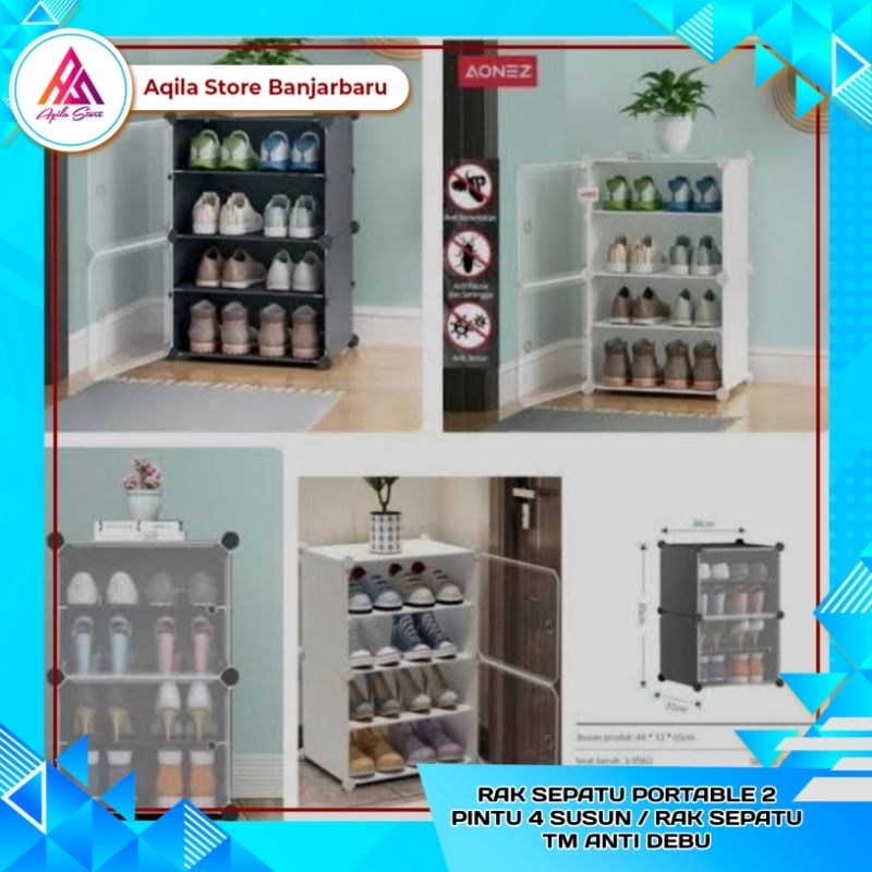 Jual Rak Sepatu Portable 2 Pintu 4 Susun / Rak Sepatu TM 4 Susun Anti ...