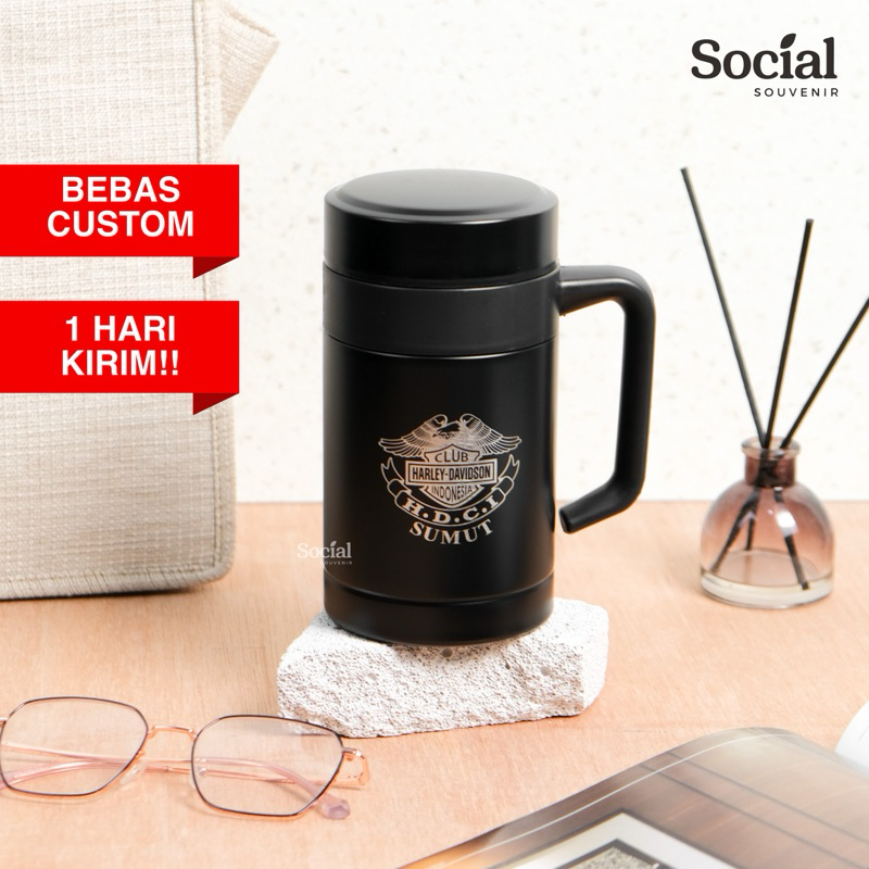 Jual Mug Office Coffee Cup Stainless Steel 400ml Bisa Custom Nama Logo ...