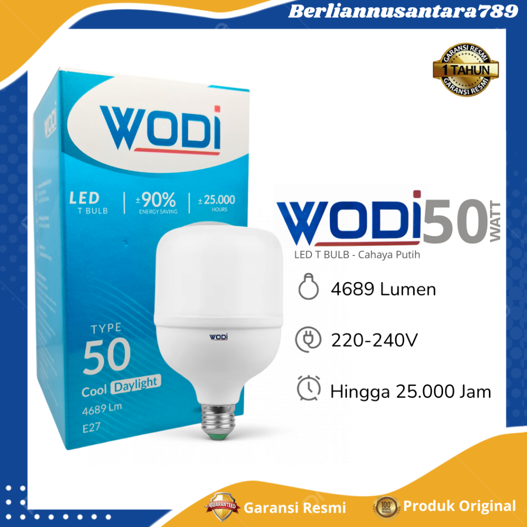 Jual Bohlam Lampu LED Capsule WODI 50W Cahaya Putih Terang Garansi ...