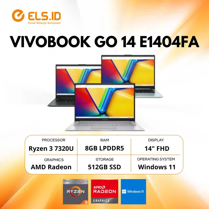 Jual Asus Vivobook Go 14 E1404FA Ryzen 3 7320U 8GB SSD 512GB 14" FHD ...