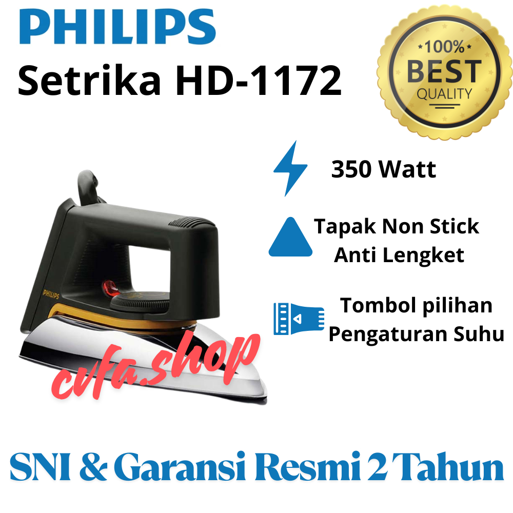 Jual Setrika Kering Philips Classic HD-1172/99 Dry Iron Anti Lengket ...