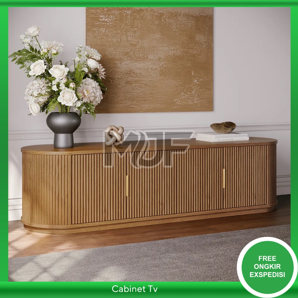 Jual Meja Cabinet Tv minimalis kayu jati 4 pintu model salur ...
