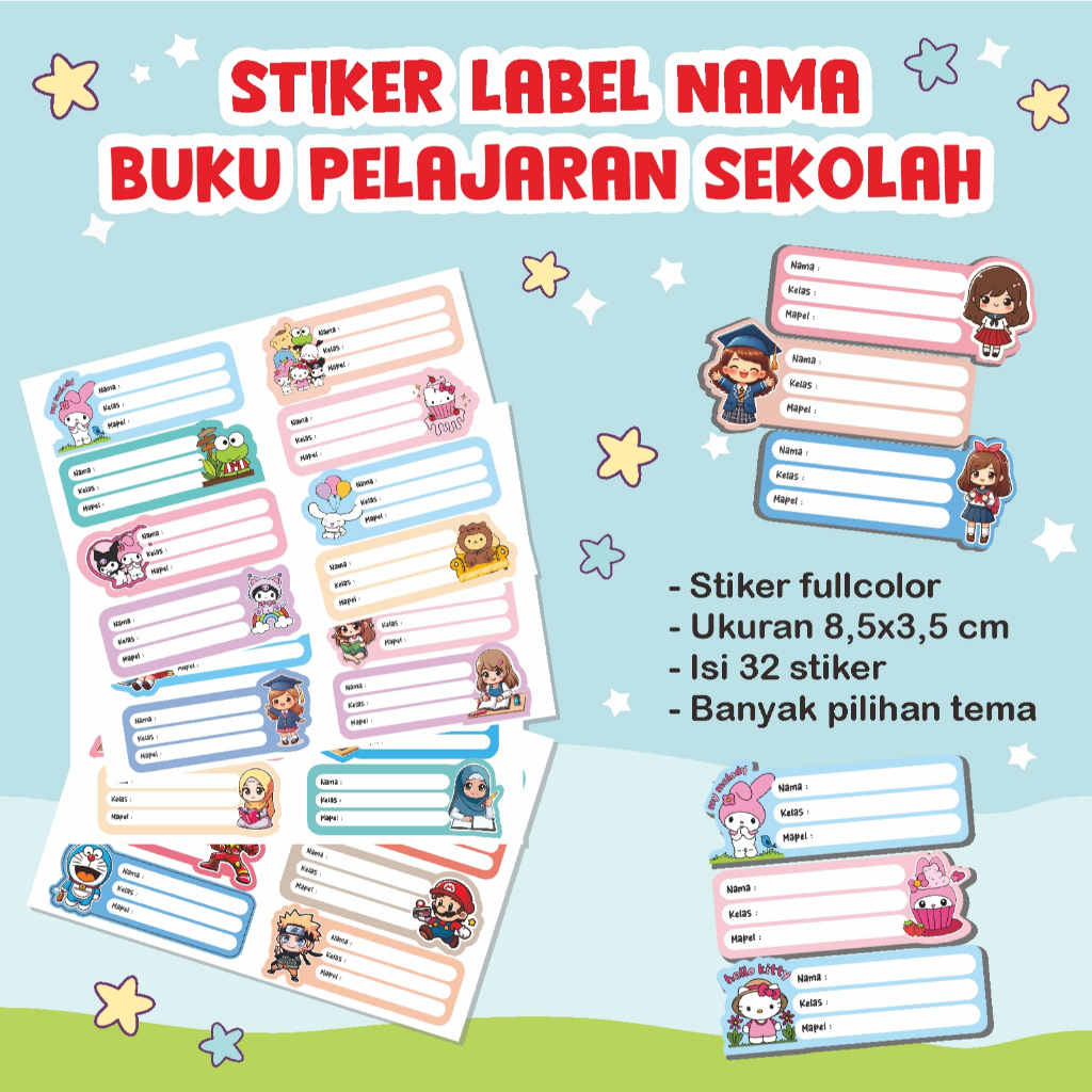 Jual ISI 32 - Stiker Label Nama Buku Pelajaran Sekolah Termurah ...