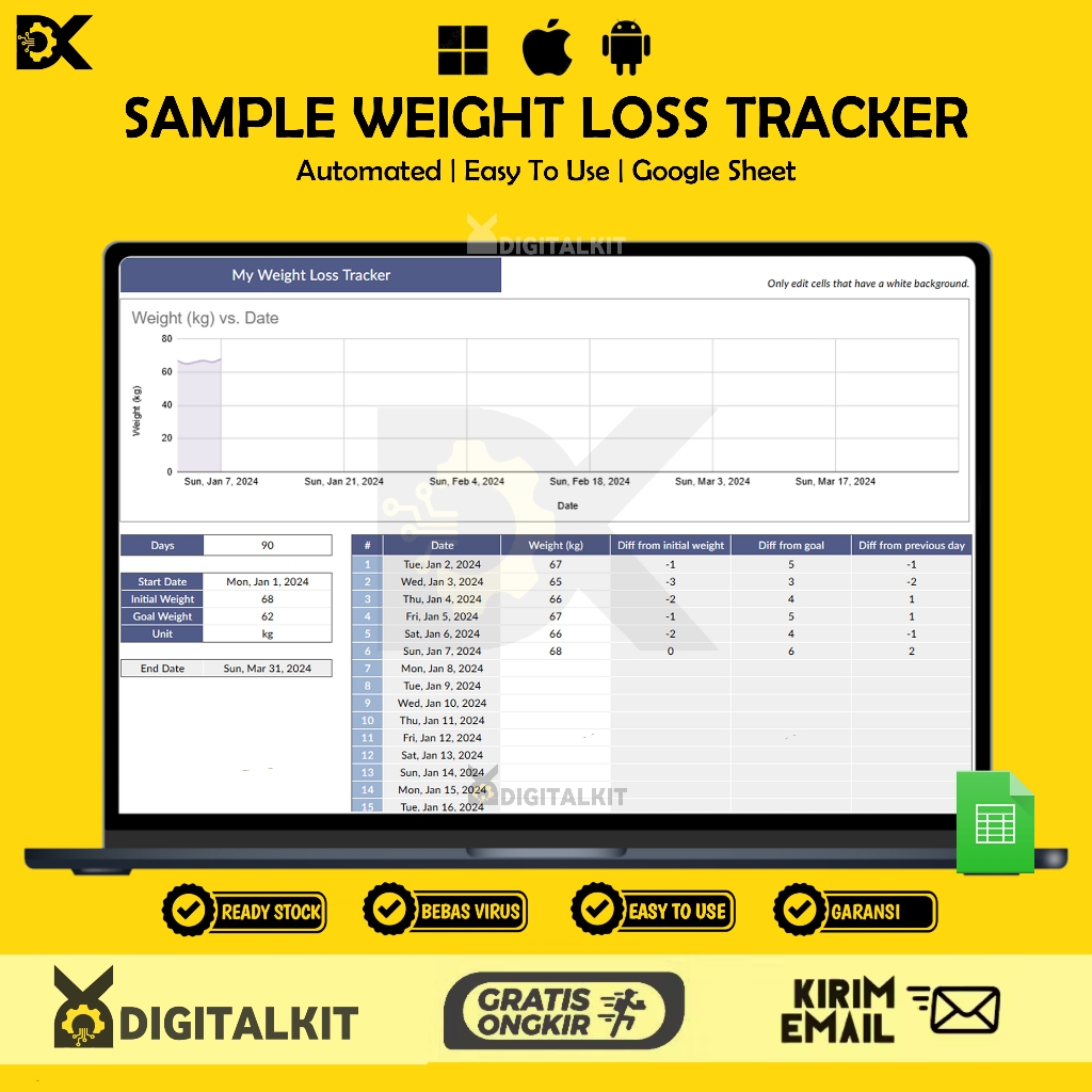 Jual [T0049] SAMPLE WEIGHT LOSS TRACKER DIET PLANNER | Shopee Indonesia
