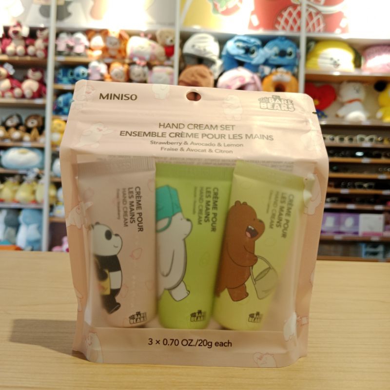 Jual Miniso We Bare Bears Hand Cream Set (Strawberry, Avocado, Lemon ...