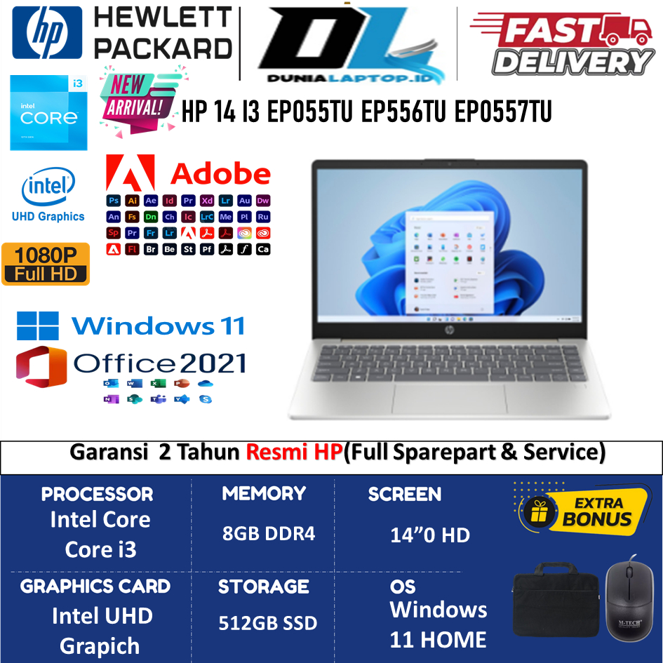 Jual HP 14 EP Series Intel i3 1215U 16Gb 512Gb SSD 14Inch Full HD IPS ...