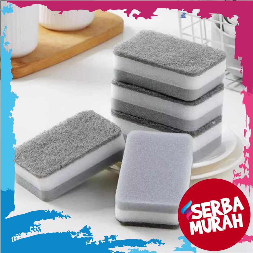 Jual Spon Cuci Piring Abu-Abu Serbaguna 2 Sisi Busa Tebal | Shopee ...
