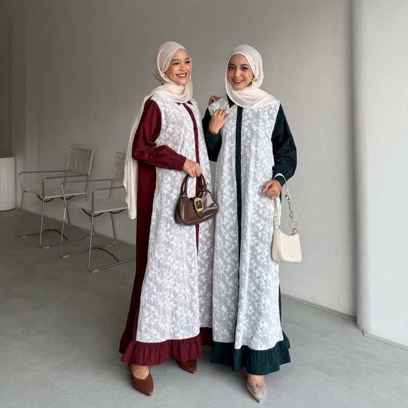 Jual MARYAM DRESS by Yellowfacy || (Kode 1816) Gamis Burkat Lace Ceruty ...