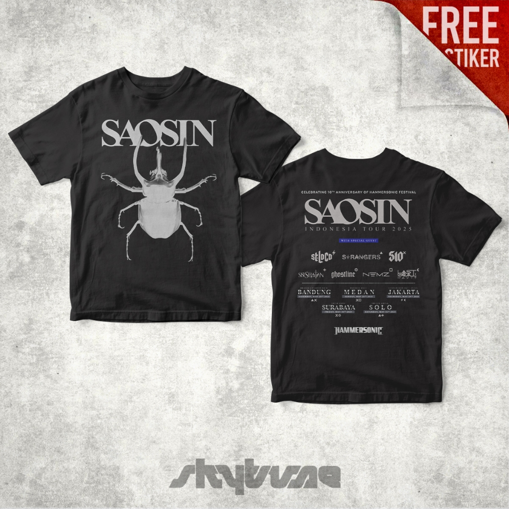 Jual SKYTUNE T-shirt Kaos Saosin Hammersonic 2025 Indonesia Music Merch ...