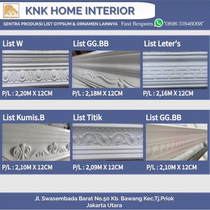 Jual List Gypsum 12cm / Lis Gypsum Motif Kembang & Daun / List ...