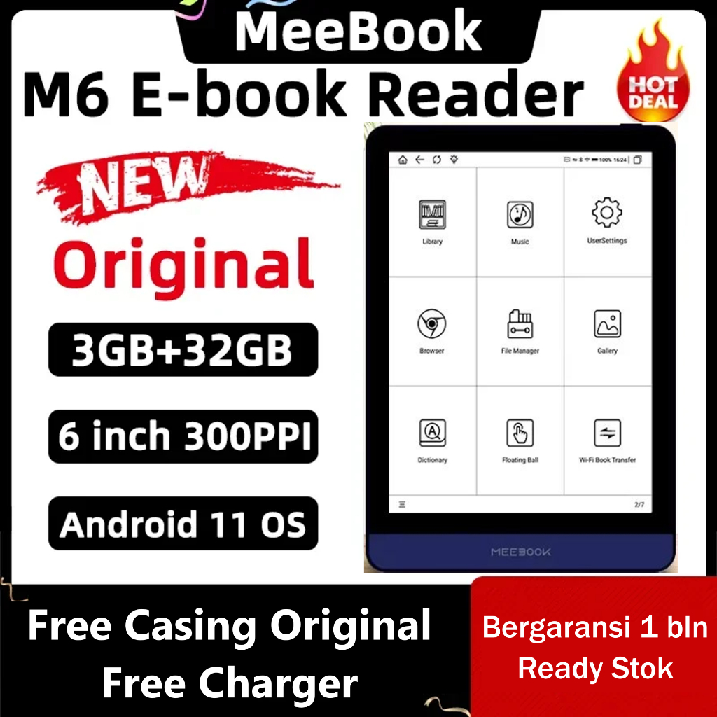 Jual Meebook M6 3G/32GB Android 11 EBook Reader 6 inch E-ink 300PPI Screen Ereader Dual Color ...