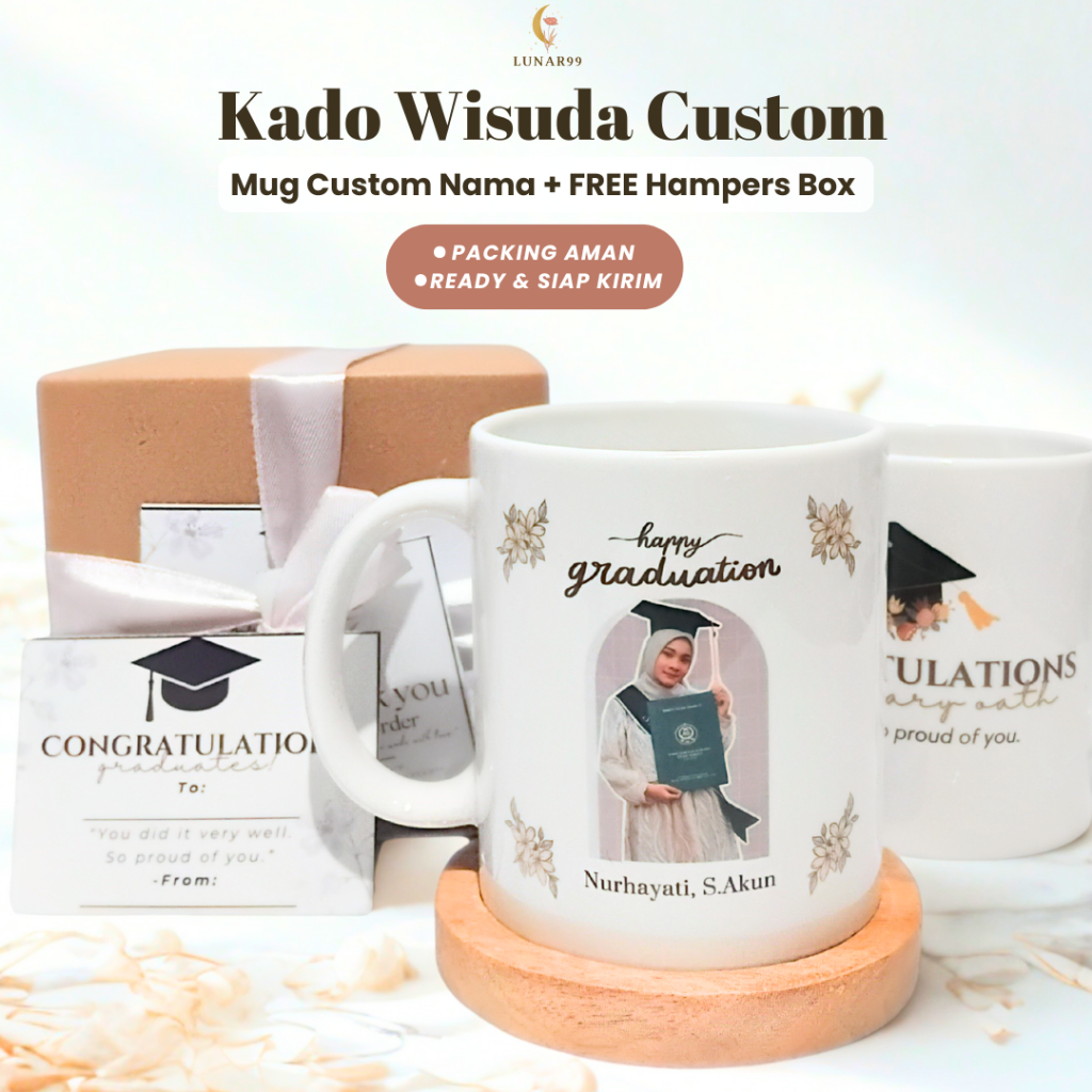 Jual Mug Gelas Kado Wisuda Custom Nama-Foto-Karakter | Graduation Gift ...