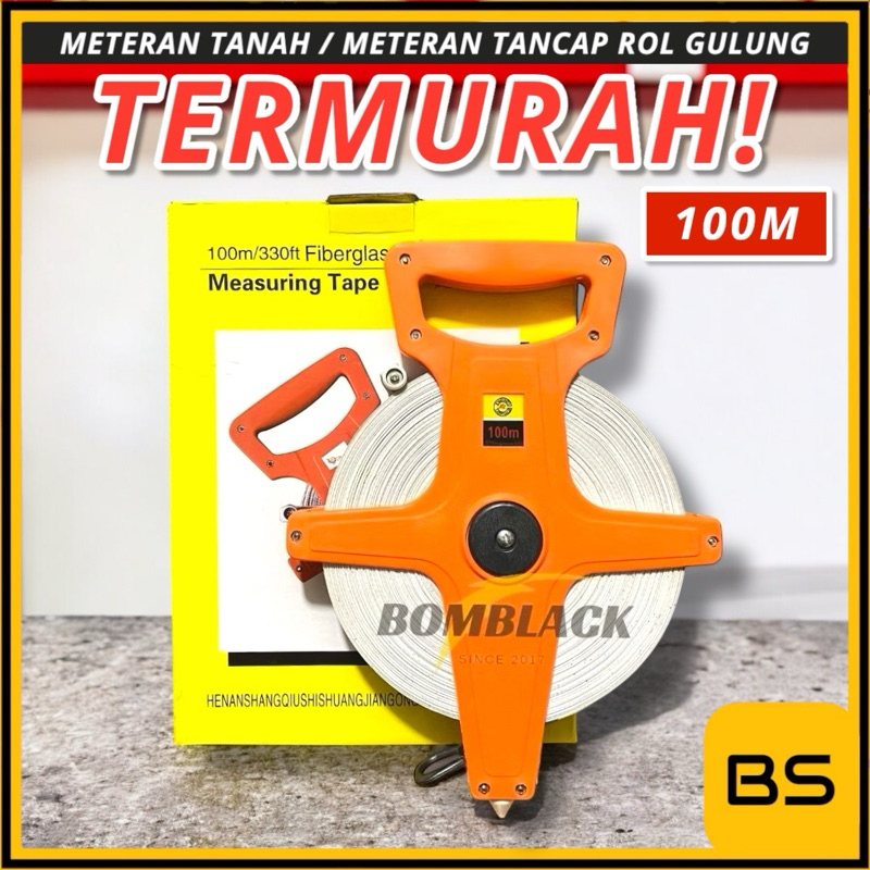 Jual Meteran Tanah 100 Meter 50 Meter 30 Meter 100m 100 m Meteran Tancap Gulung Roll Tanam ...