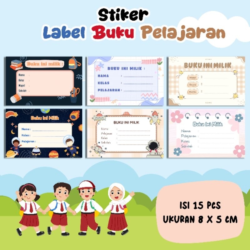 Jual 15 Lembar Stiker Label Buku Pelajaran/Stiker Label Buku/Stiker ...