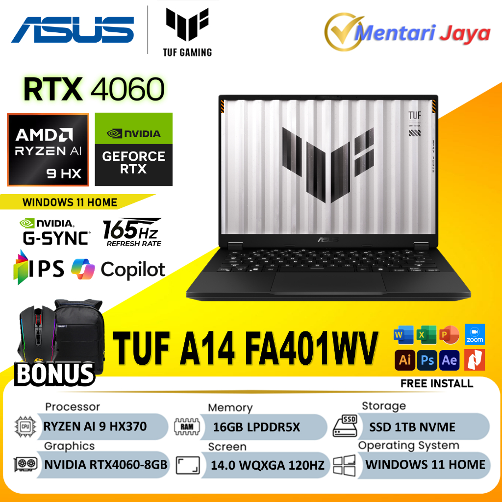 Jual ASUS TUF Gaming A14 FA401WV Ryzen AI 9 HX370 RAM 16GB DDR5 1TB ...
