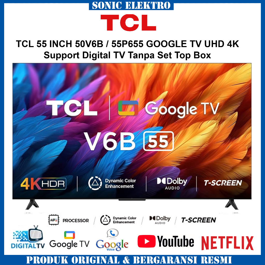 Jual TCL 55V6B / 55P655 55 INCH Google TV 4K UHD - Youtube/Netflix - T ...