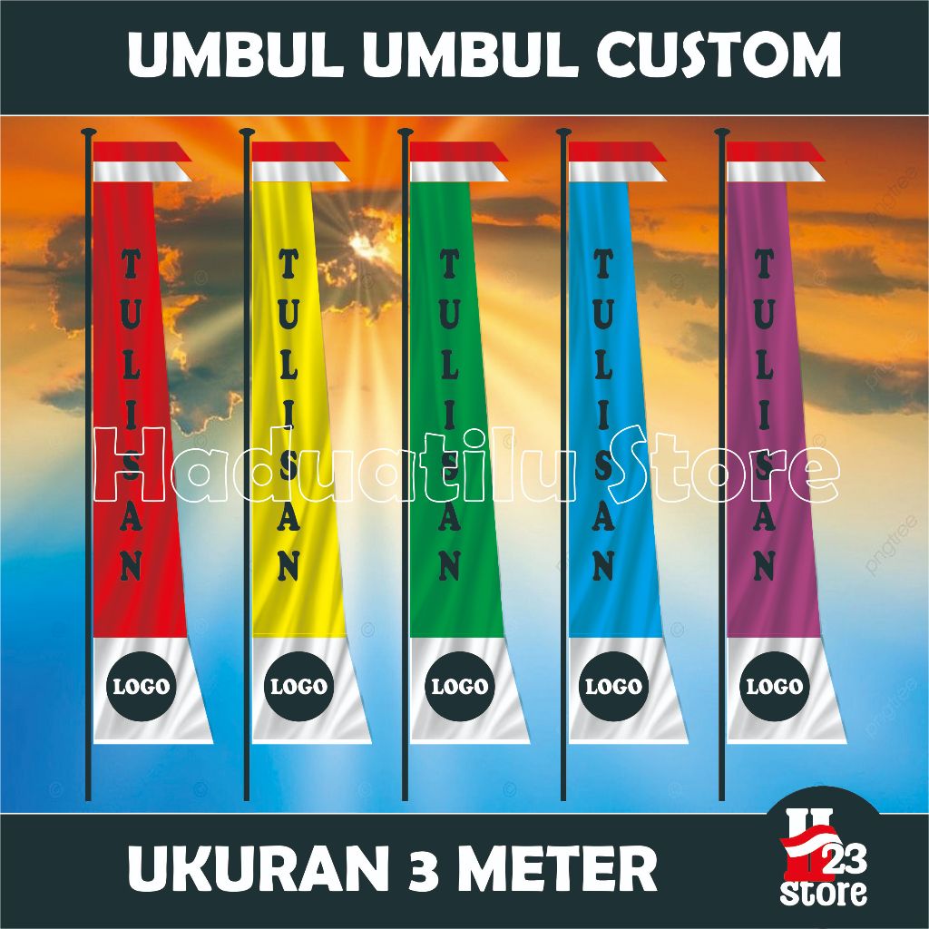 Jual UMBUL UMBUL CUSTOM 3 METER (LOGO + TULISAN) | Shopee Indonesia