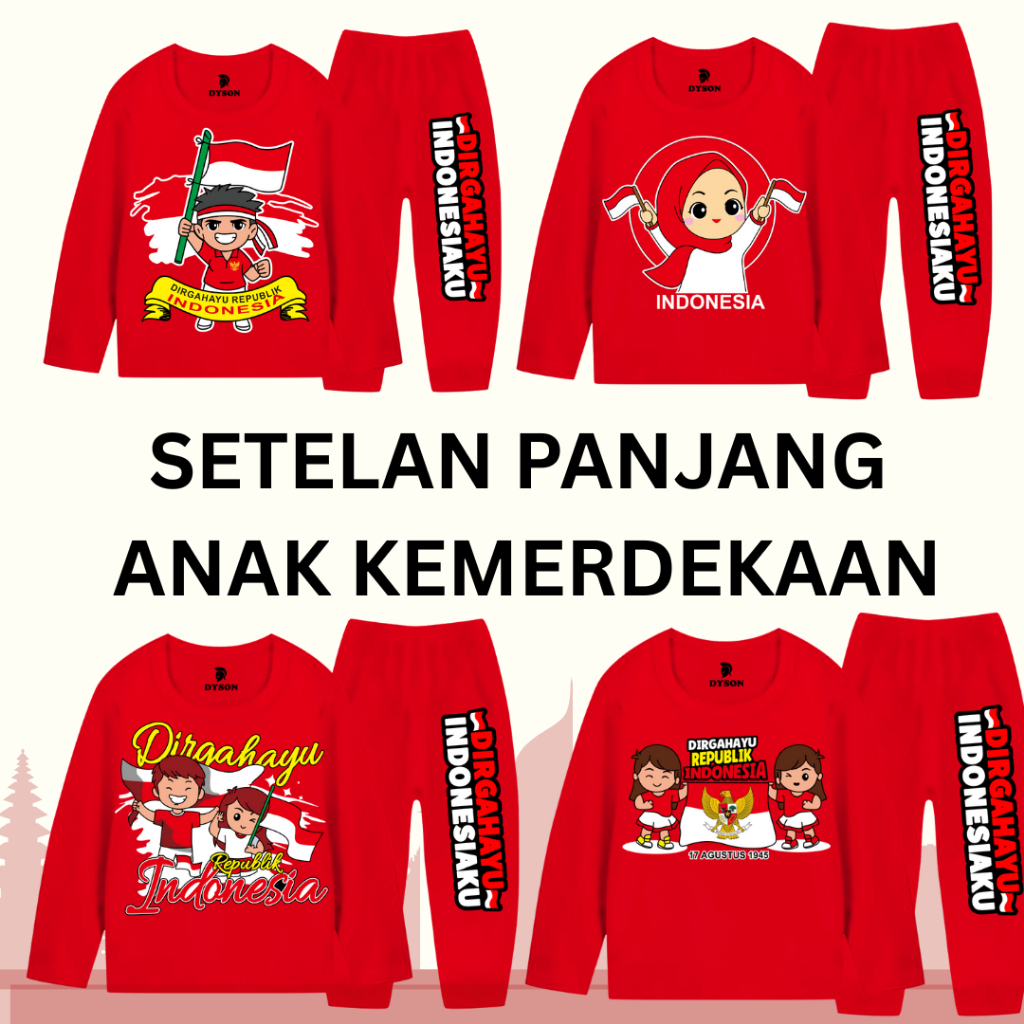 Jual Baju Tidur Kaos Setelan Panjang Kemerdekaan Dirgahayu Hut Ke 80 Indonesia Anak Laki Laki 1 ...
