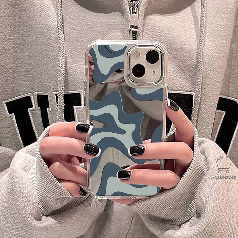 Jual Biru Garis Bergelombang - Kawaii Spiegel Mirror Case/Casing Kaca ...