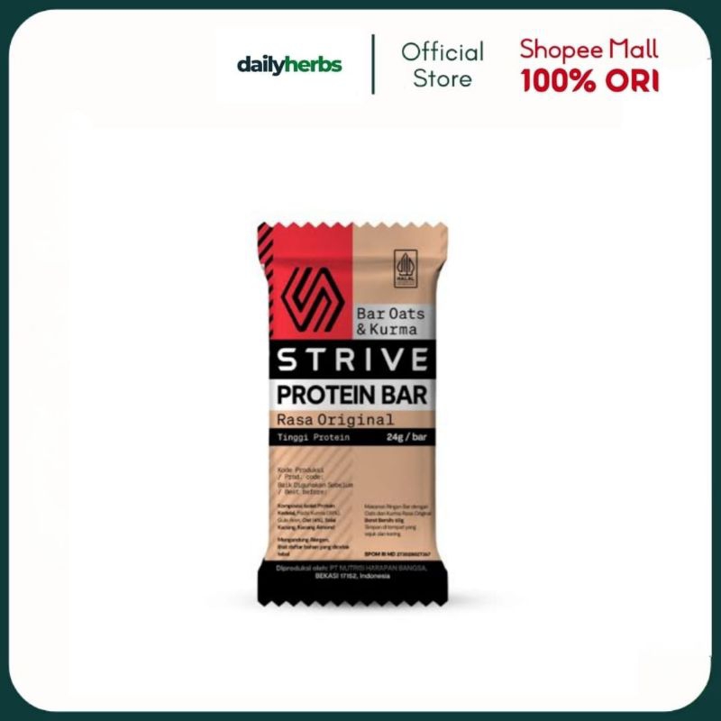 Jual Strive Protein Bar 24g Halal, Camilan Sehat Tinggi Protein ...