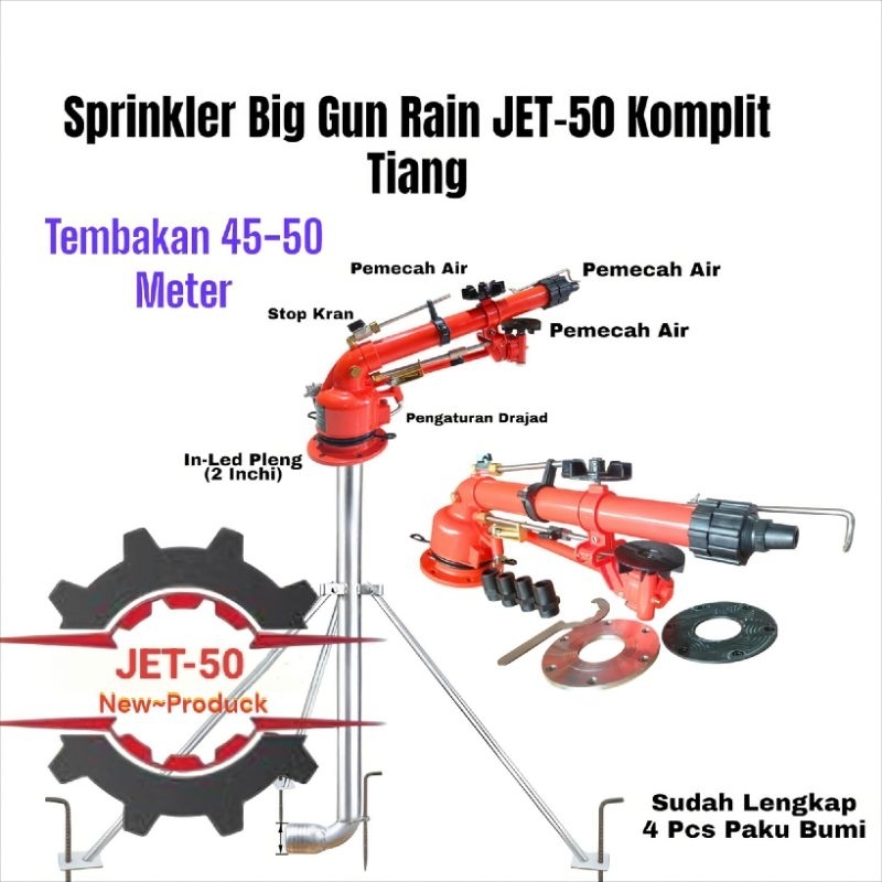 Jual SPRINKLER BIG JET-50 KOMPLIT TIANG RADIUS 50 METER | Shopee Indonesia