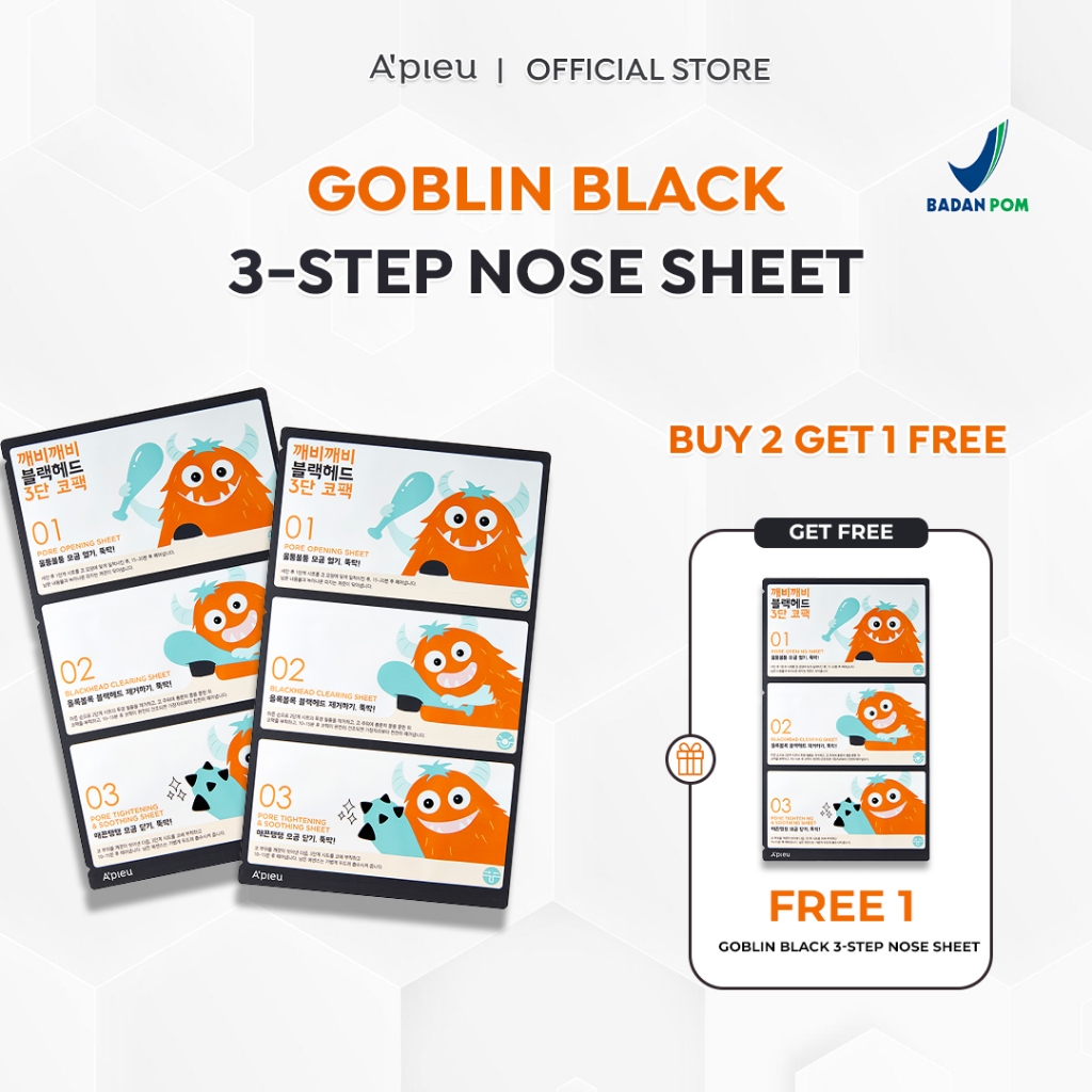 Jual A'pieu Goblin Blackhead 3-Step Nose Sheet | Shopee Indonesia