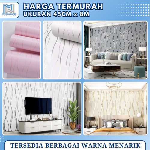Jual Wallpaper Sticker Dinding Ruang Tamu Motif Gelombang Cakra Wave ...